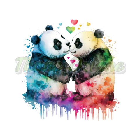 TkaneDziane.pl > PANEL POLIESTER WODOODPORNY DWIE PANDY NA BIAŁYM